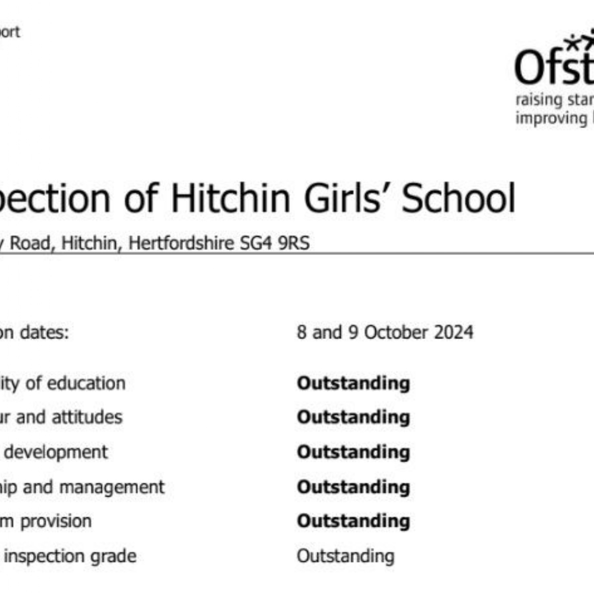 Hitchin Girls' School - Ofsted Report 2024